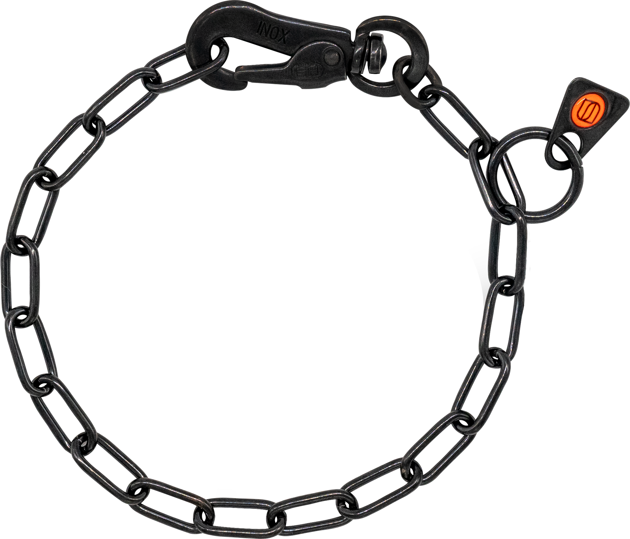 Adjustable Chain Collar with SPRENGER Hook - Stainless Steel Black, 2m