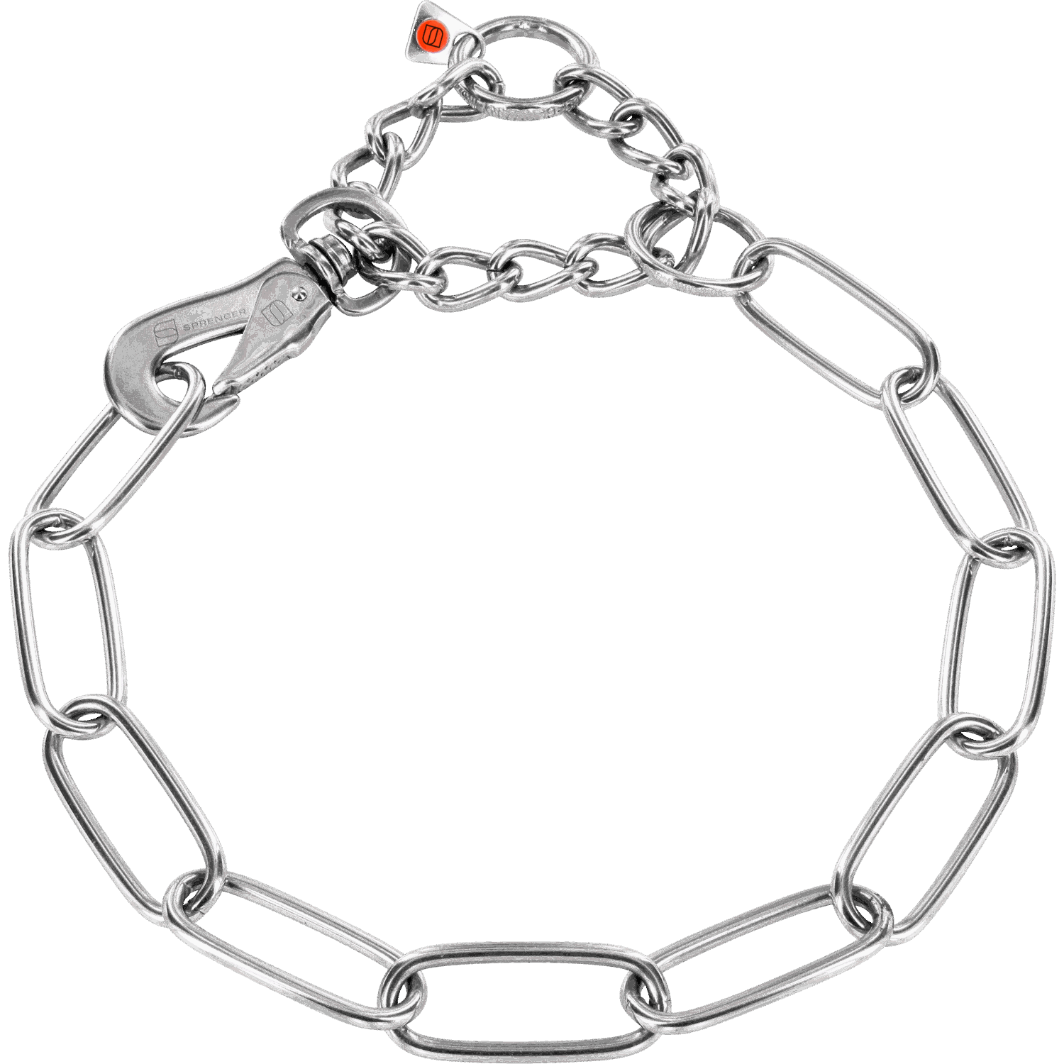 Adjustable Long Chain Link Collar with SPRENGER Hook (Stainless Steel